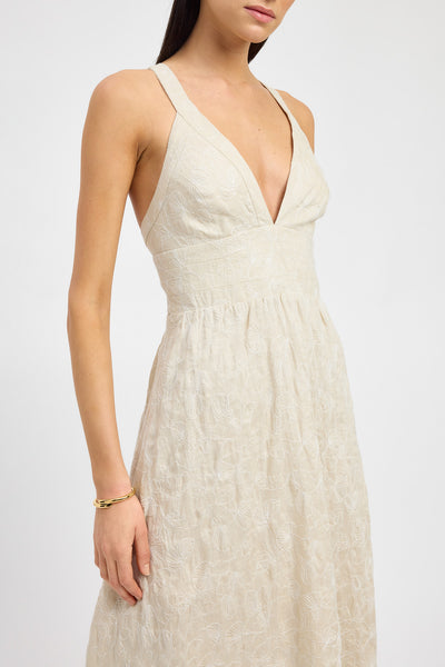 Buy Tallulah Vee Dress Beige/White Online | Australia